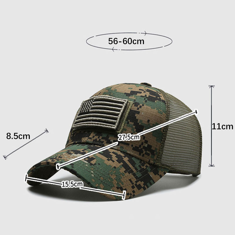 USA Flag Baseball Cap Detachable Patch Mesh Tactical Army Caps American ...