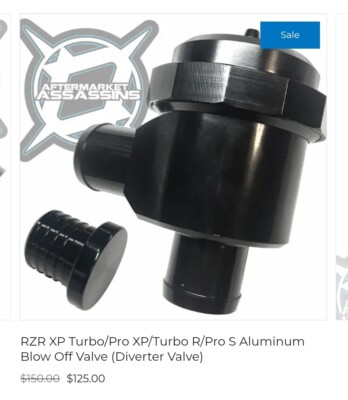 RZR XP Turbo/Pro XP/Turbo R BLOW-OFF Valve Aftermarket Assassin-Alum ...