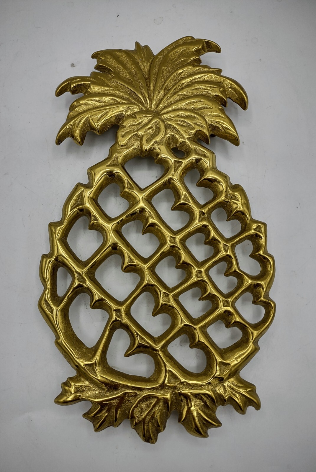 Vtg Virginia Metalcrafters Solid Brass Pineapple Trivet 1999 8.75"X 4. ...
