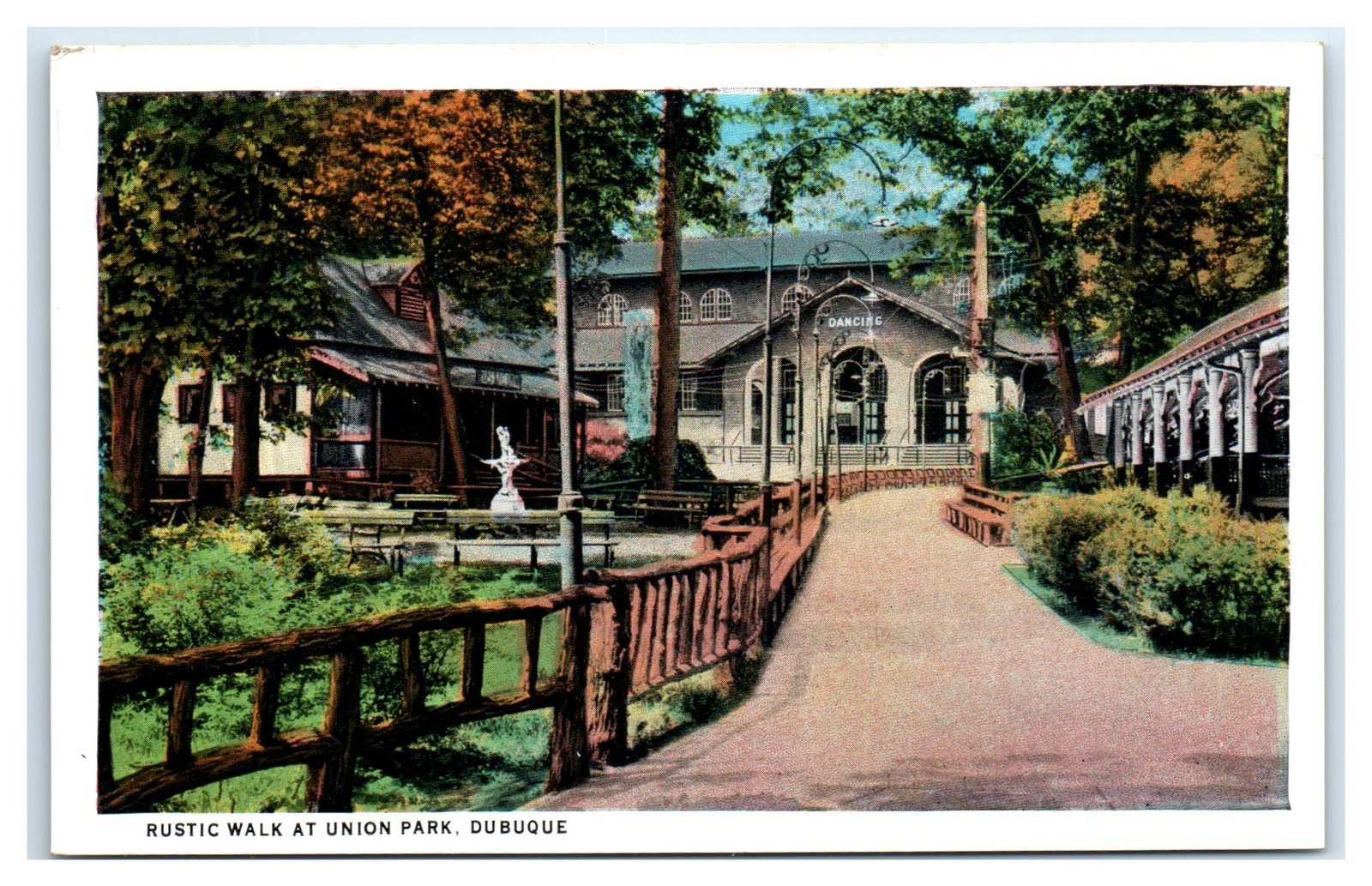 Dubuque, IA Postcard- RUSTIC WALK UNION PARK | eBay