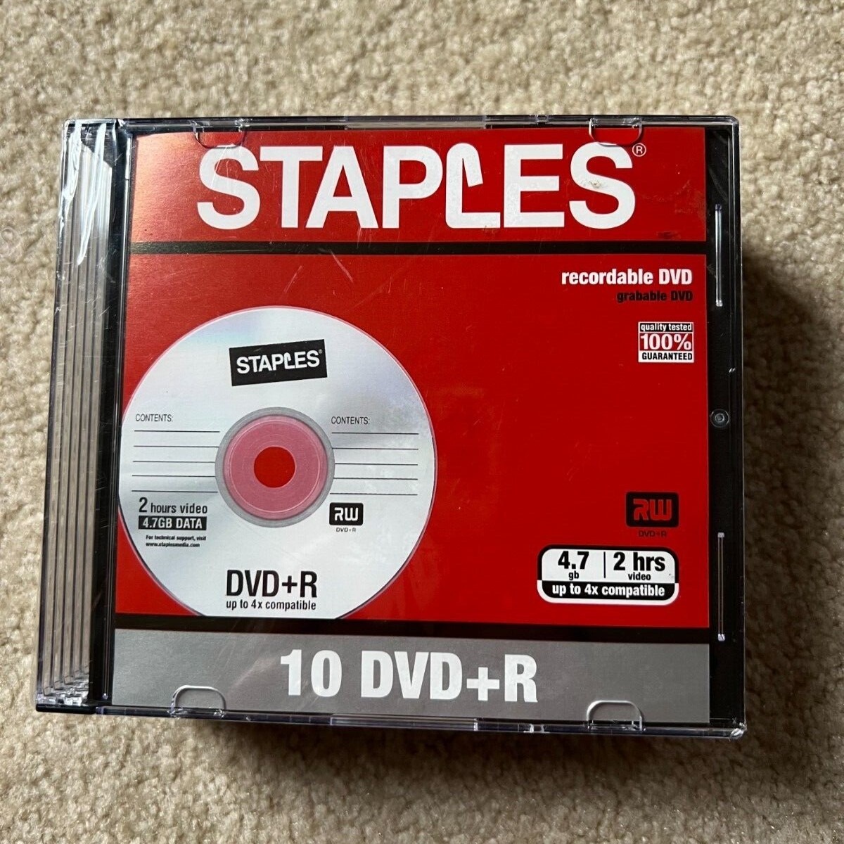 Staples DVD+R 10 Pack Blank Recordable Media & Slim Cases 4x 4.7GB ...