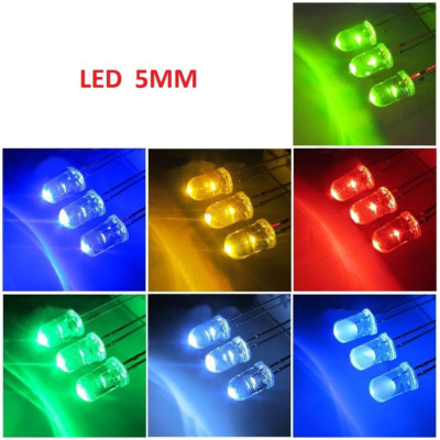 White 5MM Ultra Bright LEDs to Red/Blue/Green/White/Yellow Lamp ...