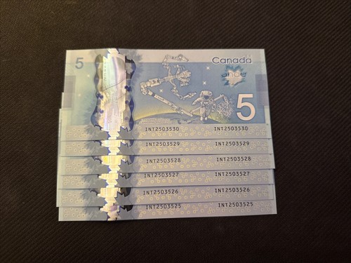 INT2503525 6 Consecutive UNC 5 $ Dollar Canadian Polymer Bank Notes | eBay