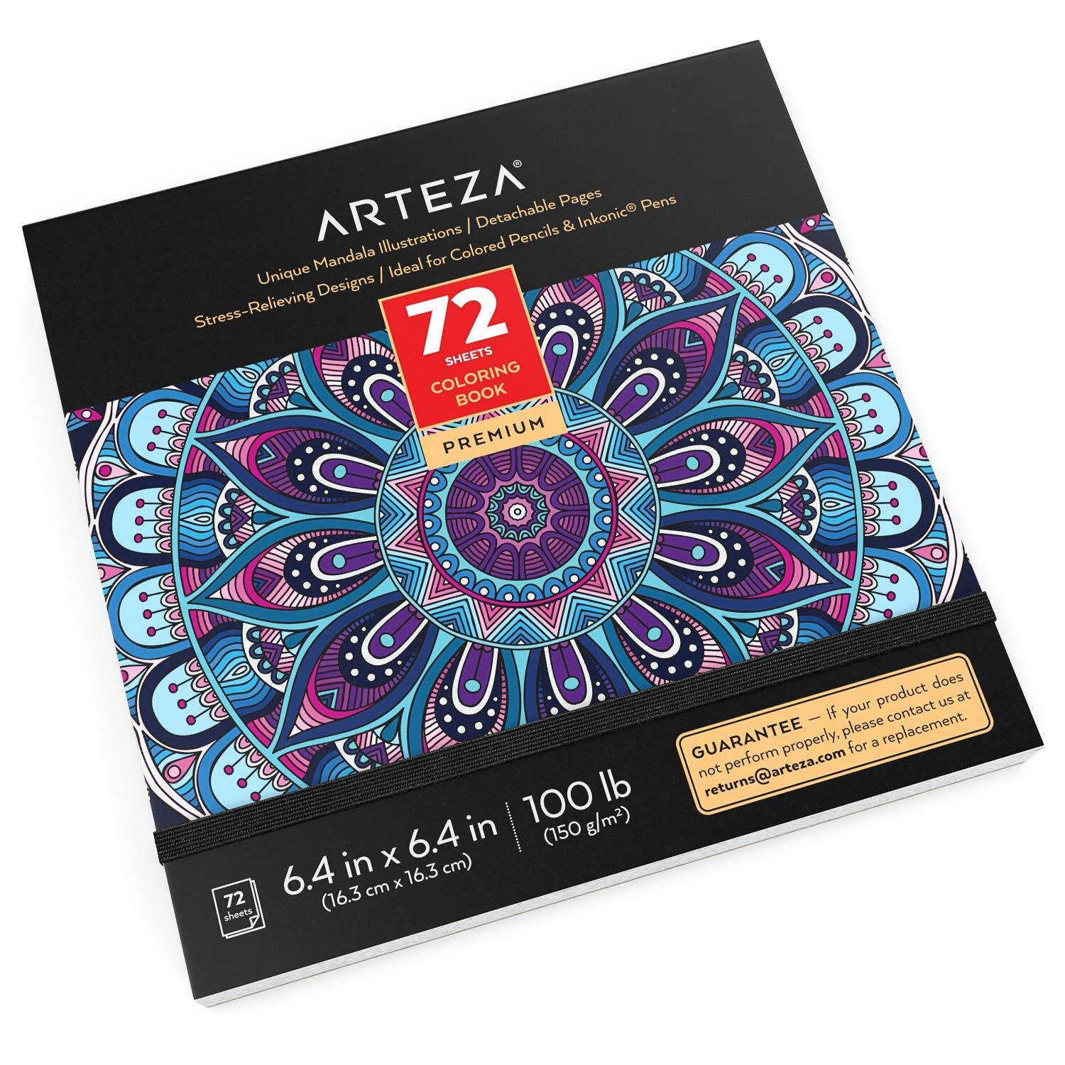 Arteza Coloring Book | Mandala Illustrations | 72 sheets 840098712870 ...