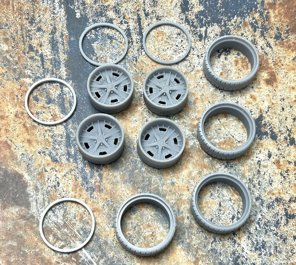 Resin 22-Scale Inch “Foose Gusset” Wheels W/Whitewall Tires, 1/24,1/25 ...