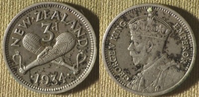 New Zealand : 1934 3 Pence VF-XF Toning #1 IR9344 | eBay