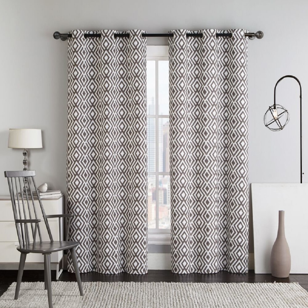 Justin Printed Grommet Blackout Window Top Curtain (2) Printed Foam ...