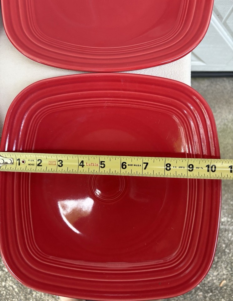 4ct Set Homer Laughlin USA FIESTAWARE SCARLET RED SQUARE 10.5" Dinner ...