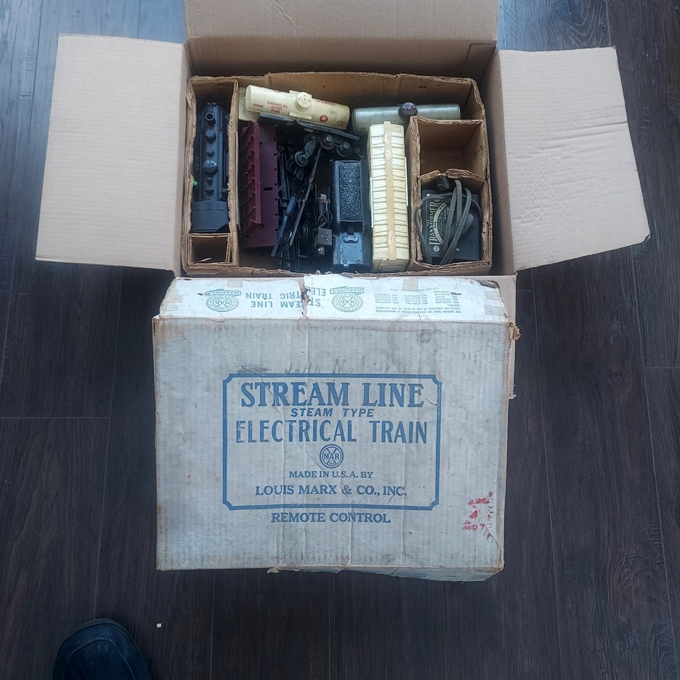 1950's Lous Marx Stream Line Train Set No. 4822 Box Untested FOR PARTS ...