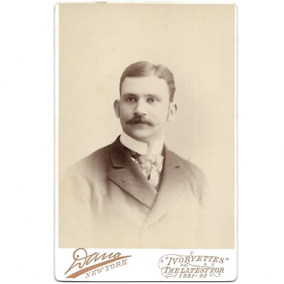 Antique NYC Cabinet Card Photo Handsome Man w Mustache 1800’s Flatiron ...