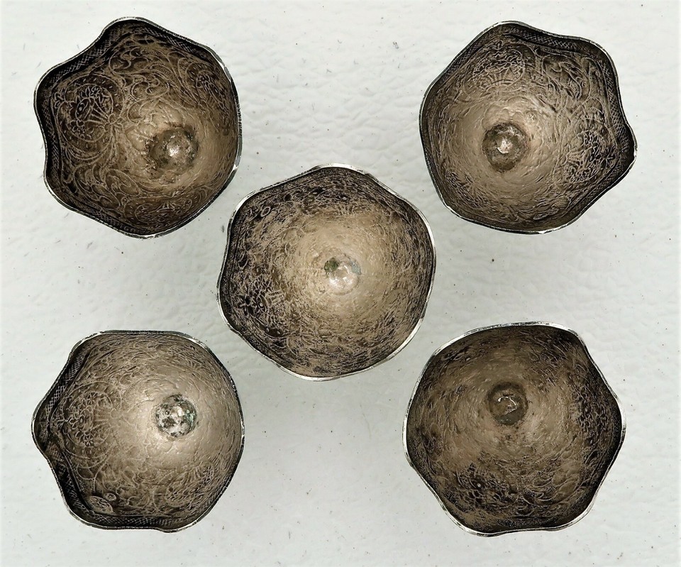 Set 5 Antique Ottoman Turkish Solid Silver Zarf Cup c1900 Tugra Sah ...