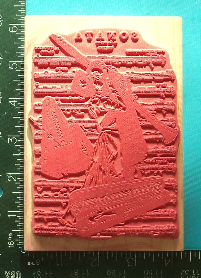 KISSING COUPLE CLARINET VIOLIN SONATA COLLAGE Rubber Stamp by Treasure ...