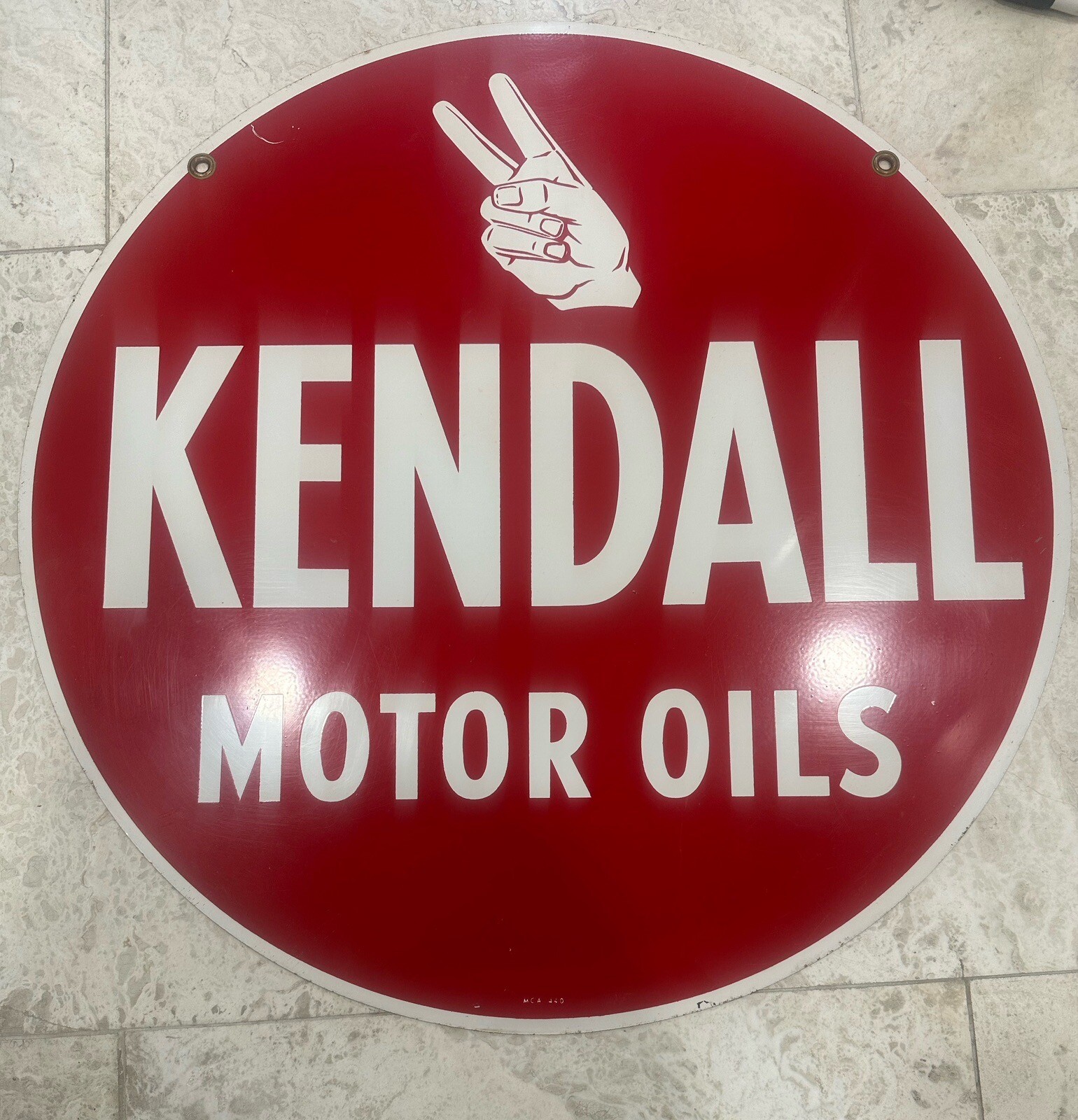 Vintage 1950’s KENDALL MOTOR OIL Tin Sign Original 24” Lollipop Gas ...