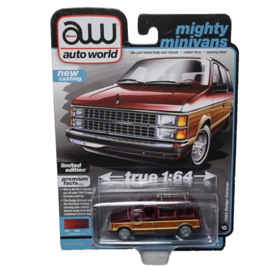 Auto World Mighty MiniVans 1984 Dodge Caravan Red 1/64 Diecast Car Toys ...