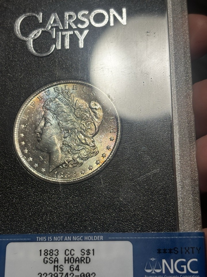 1883-CC Morgan GSA Box & Paper — Rainbow Toned 🌈 Proof Like! NGC MS64 ...