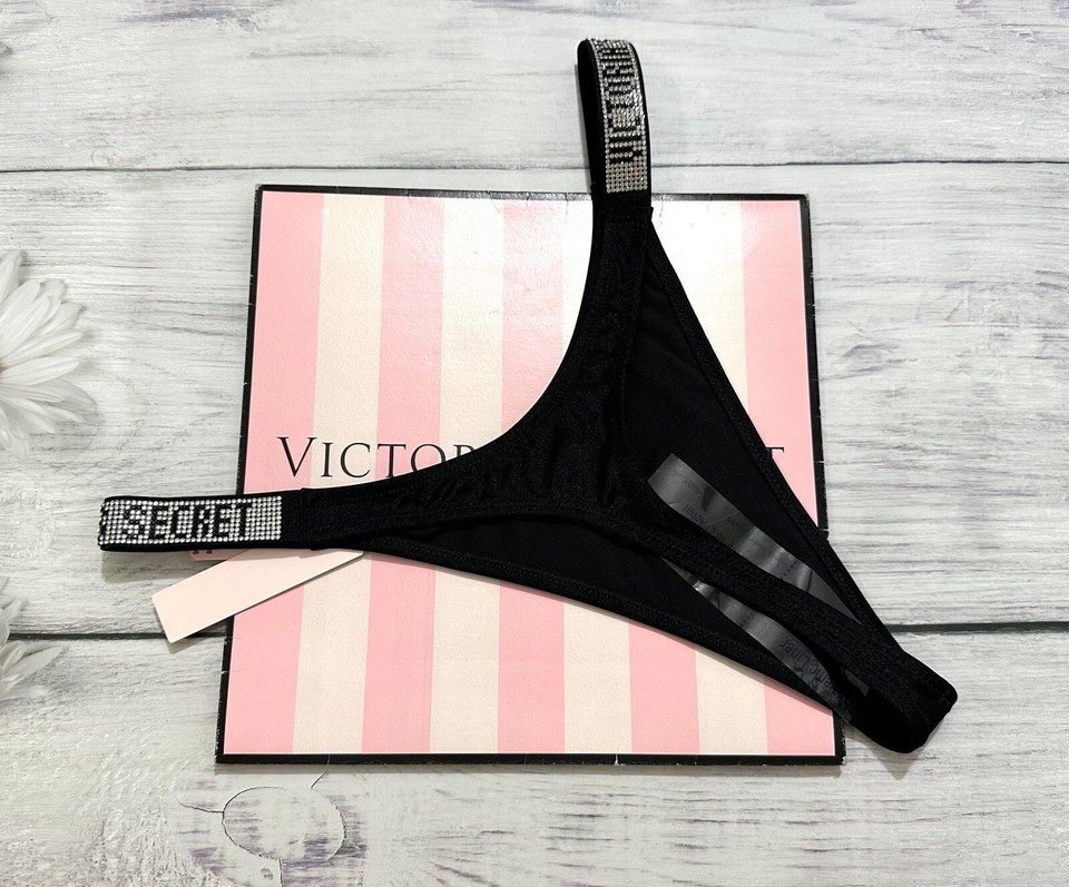 Victoria's Secret Shine Strap SWIM RHINESTONE THONG BIKINI BOTTOM | eBay
