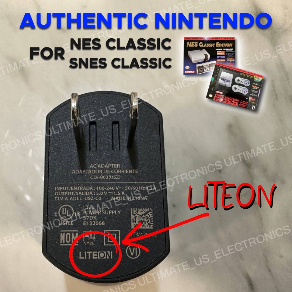 Official Nintendo OEM SNES/NES Classic Mini USB AC Power Adapter HDMI ...
