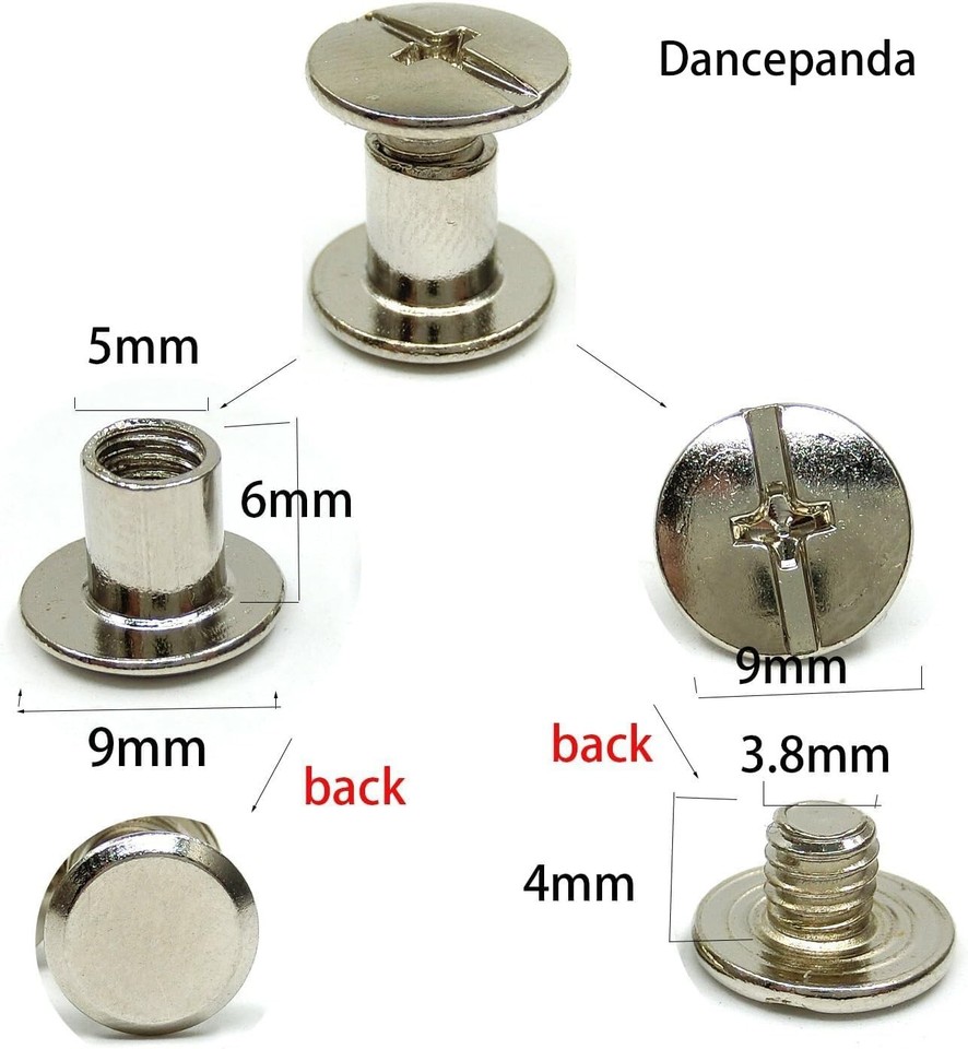 Binding Screws Post,50 Sets Fastener Leather Repair Screws Metal Round ...