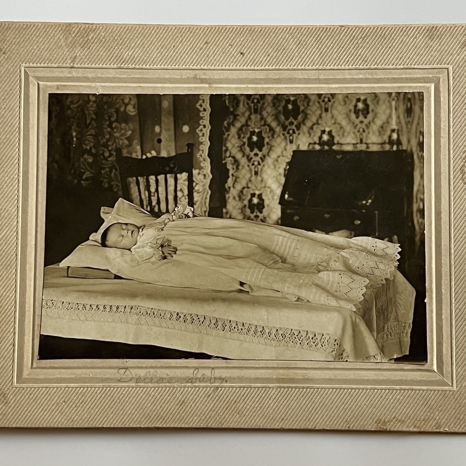 Antique Cabinet Card Photograph Post Mortem Baby Girl ID Lillian ...