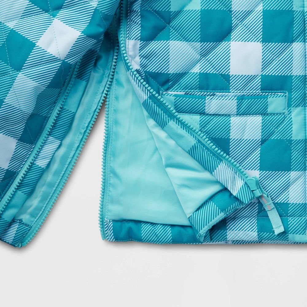 Cat & Jack Kids Zip-Up Winter Hooded Quilted Adaptive Jacket, Blue, M ...