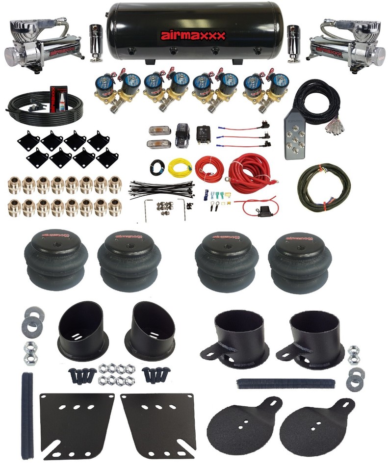 Complete 1/2" Fast Valve Air Ride Suspension Kit 5 Gal Tank 1958-1964 ...