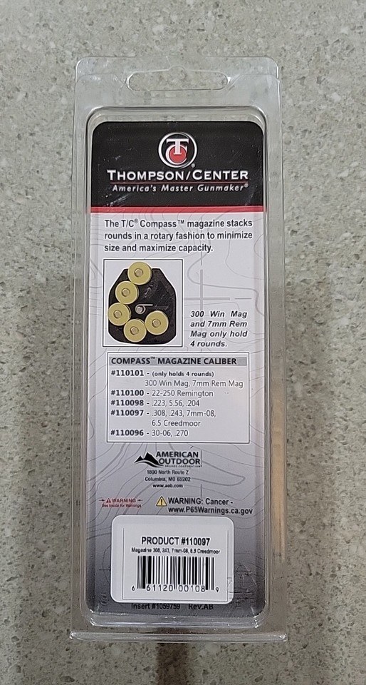 Thompson Center TC Compass Magazine 308 6.5CM 243 & 7mm-08 S/A #3 tc T ...