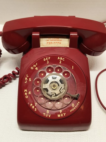 Vintage Bell System RED Rotary Dial Desk Telephone Western Electric 500 ...