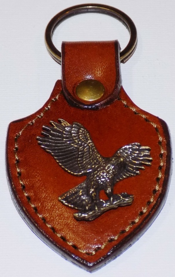 LEATHER KEY Chain RING Handmade with animal deer duck dog rabbit owl ...