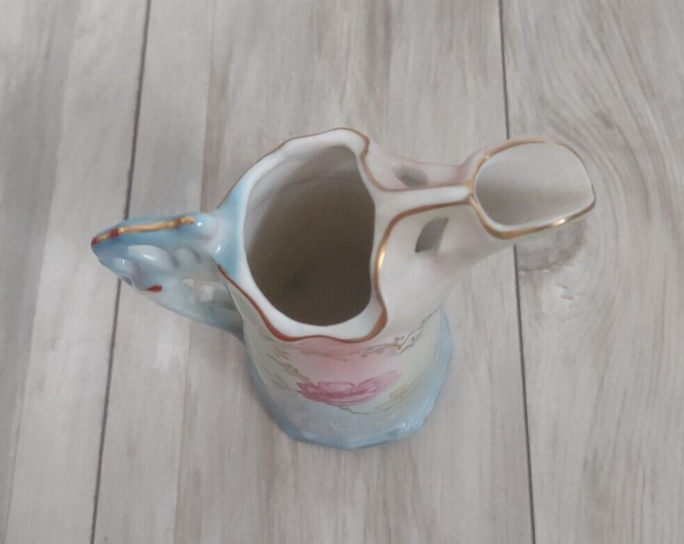 RS PRUSSIA Miniature Pitcher Hand Painted Rose Design w/Gold Trim 5 1/4 ...