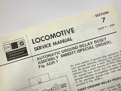 Automatic Ground Relay Reset Assembly Locomotive Service Manual SD402 ...