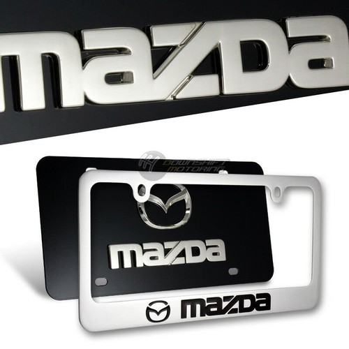 2pc MAZDA 3 6 Gloss Black Stainless Steel License Plate Frame - Front ...