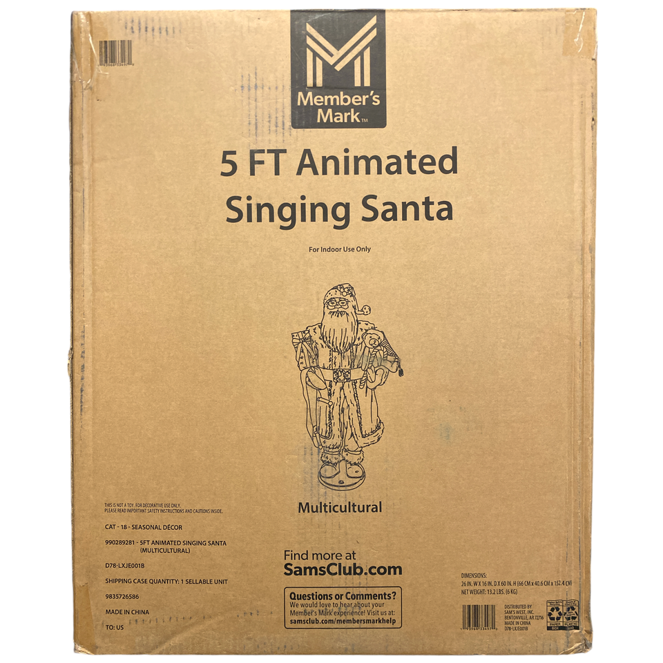 Members Mark Animated Singing Muliticultural Santa with Hand Painted ...