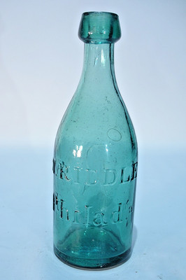W. RIDDLE PHILADA PONTILED GREEN PONY SODA BEER OR MINERAL WATER BOTTLE ...