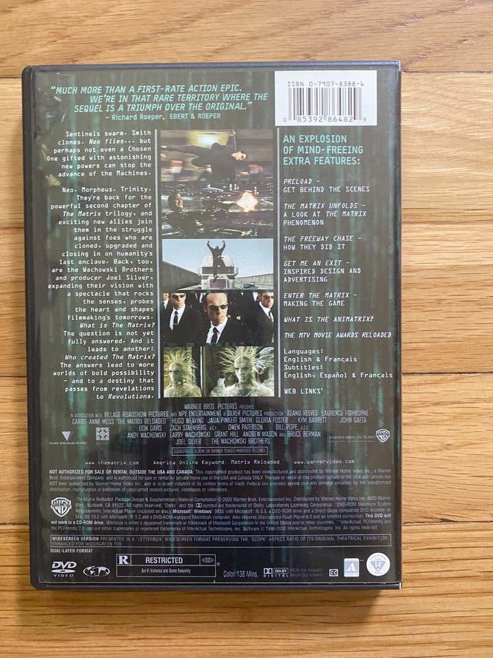 The Matrix Reloaded (DVD, 2003, Widescreen Edition) 85392864829 | eBay