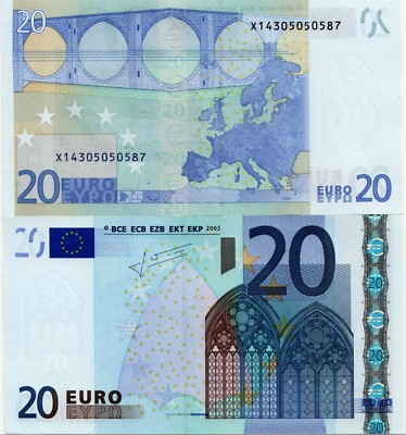 UNC 20 EURO 2002 series Trichet Prefix X Germany European Union ...