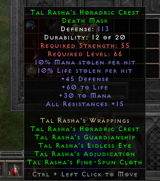Full Tal Rasha Wrappings Set Sorceress Diablo 2 Resurrected D2R PC ...