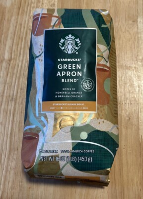 Starbucks Green Apron Blend Blonde Roast Whole Bean Coffee 1lb / 16oz ...