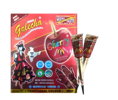 Golecha Cherry Red Henna Cones Temporary Tattoo Mehandi Ink Choose Qty ...