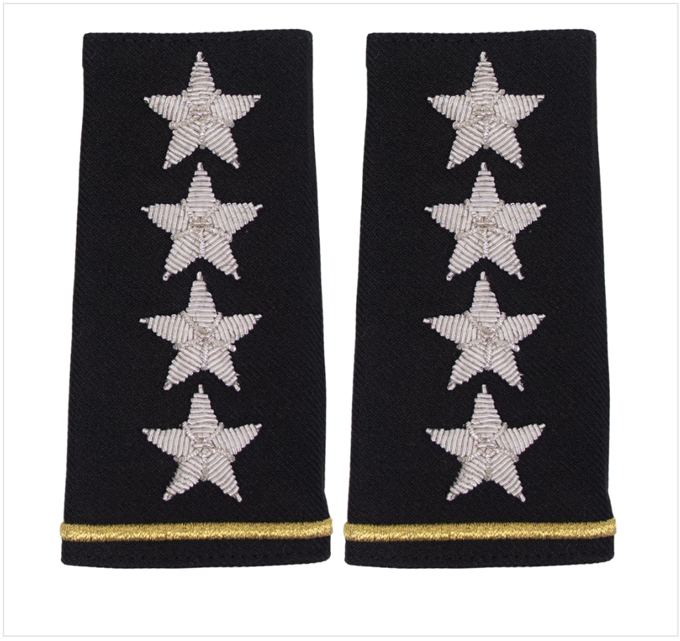 GENUINE U.S. ARMY EPAULET: 4 STAR GENERAL - BULLION RANK- MALE | eBay