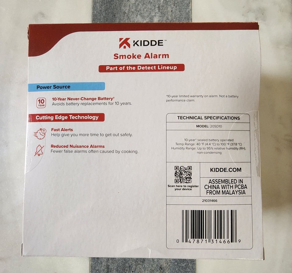Kidde Detect Smoke Alarm Model 20SD10 E13 | eBay