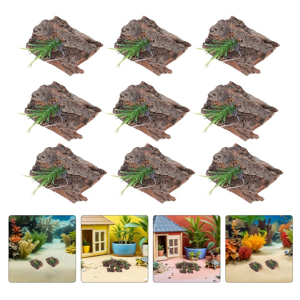 36pcs Tree Bark For Reptile Terrarium Decorative Bark With Fake Plant ...