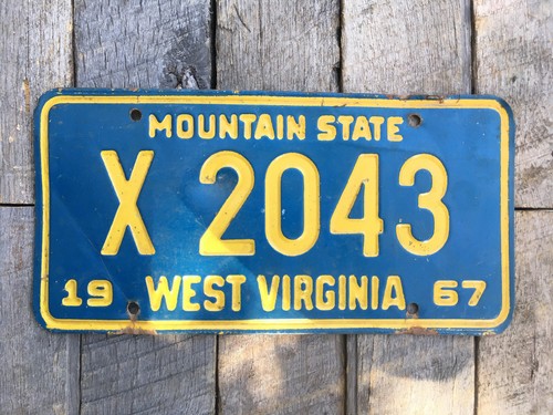 West Virginia 1967 Expired License Plate - WV Mountain State - X 2043 ...