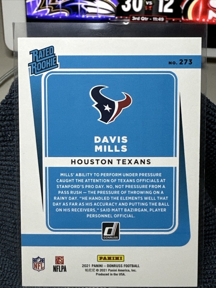 2021 Panini Donruss Rated Rookie Press Proof Red Davis Mills #273 ...