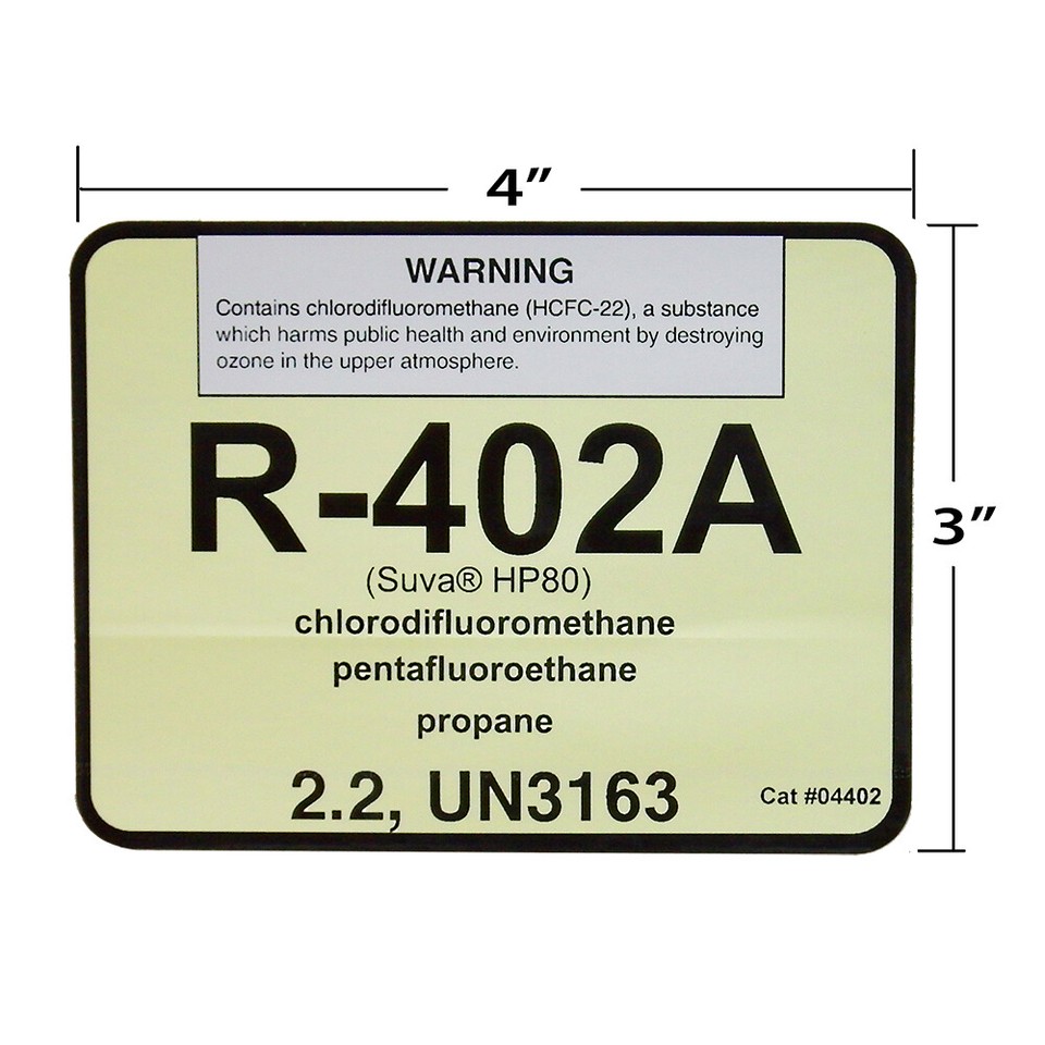 R-402A / R402A ( Suva HP80 ) UN3163 Label # 04402 , Sold Each | eBay