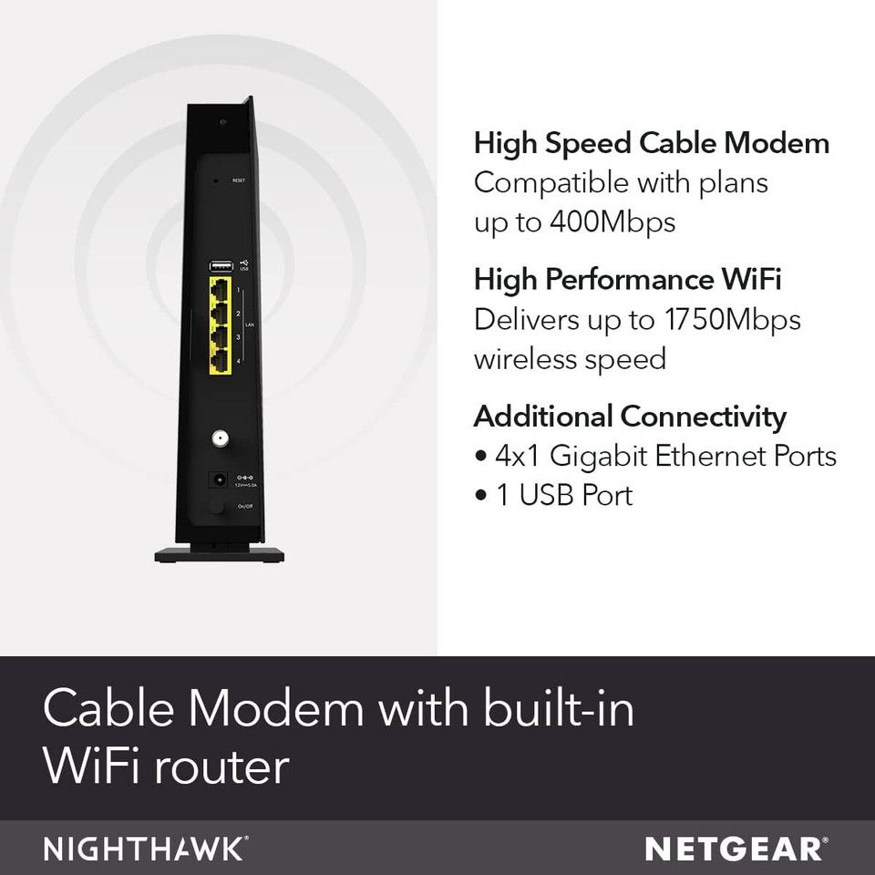 NETGEAR C6300 AC1750 DOCSIS 3.0 Cable Modem WiFi Router Xfinity ...