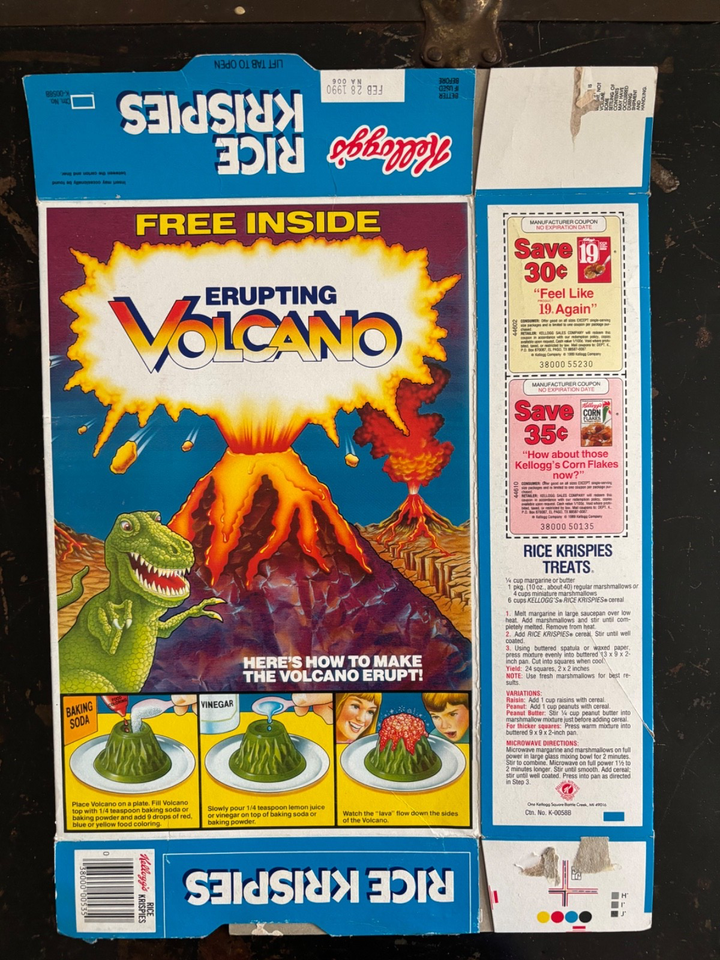 1990 Rice Krispies cereal box - volcano | eBay