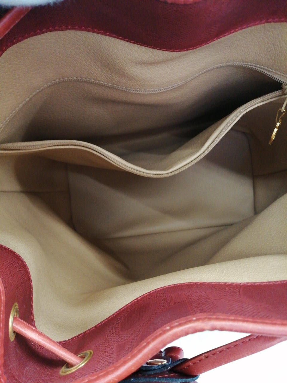 Christian Dior Drawstring bag Shoulder bag Burgundy Beige Gold ...