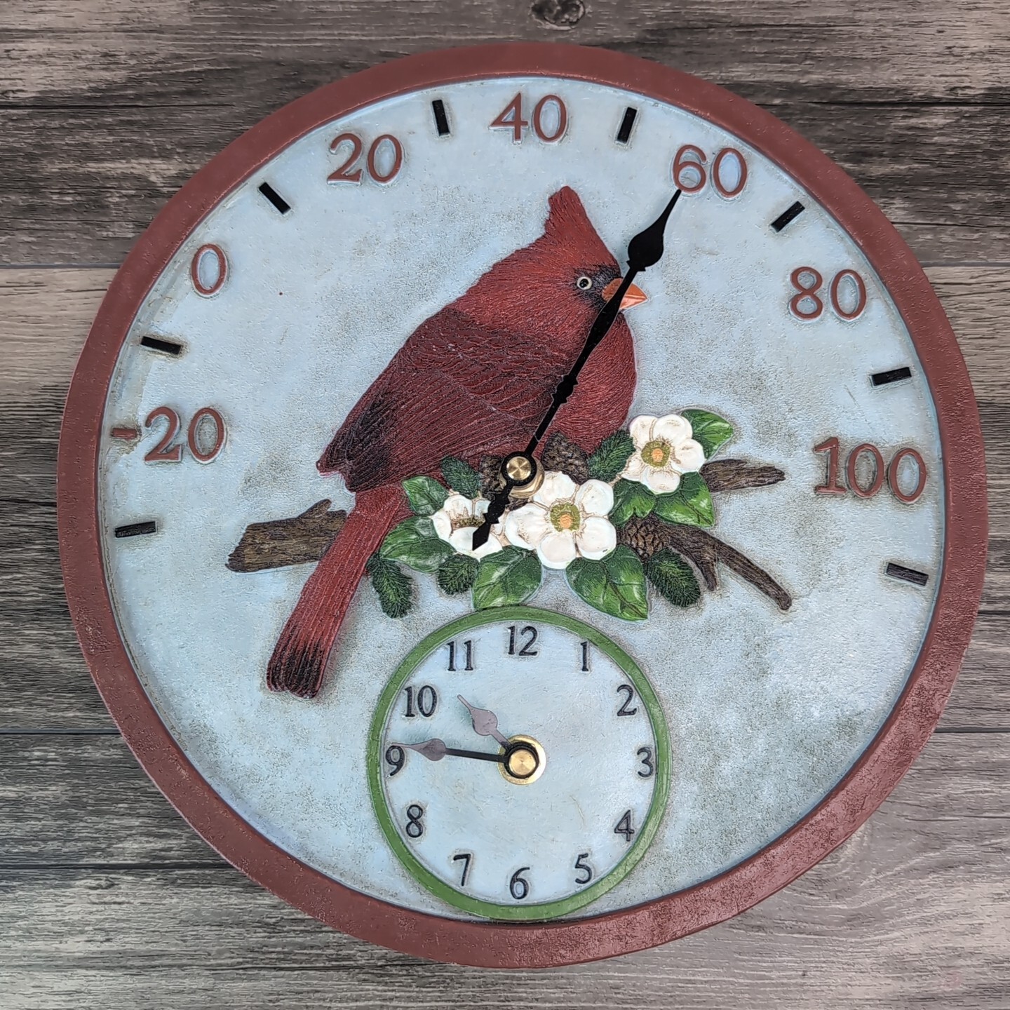 Cardinal Thermometer With Clock Wall Mounted 10.5 " Tested Battery ...