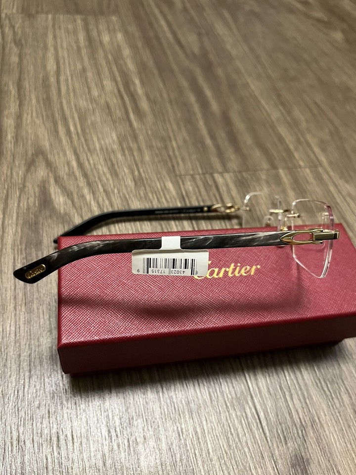 Cartier CT0453O Eyeglasses 56-19-38 001 Genuine Horn Buffalo Buffs Glasses | eBay