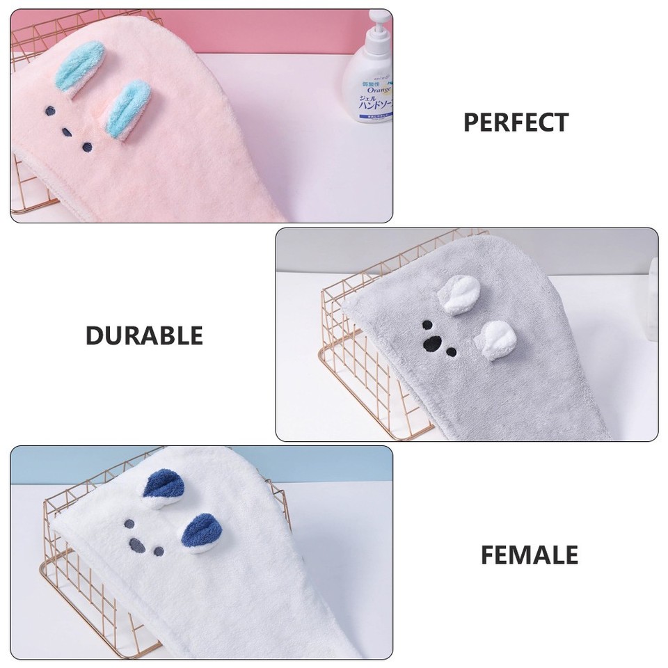 3 Pcs Cartoon Hair Drying Cap Hair Towel Wraps Shower Caps Fast Drying ...